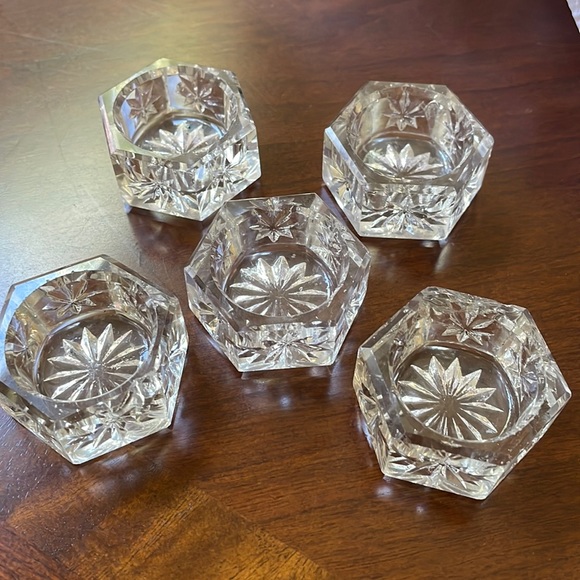 Unmarked | Accents | Vintage Crystal Glass Individual Salt Cellar Set ...